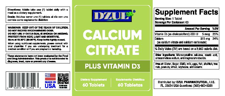 Dzul Nutra144/60's Calcium Citrate 325 mg - Caball Sales